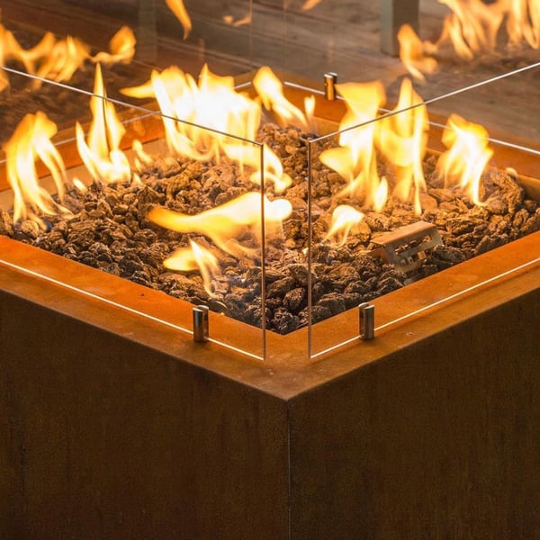 Square Propane Fire Pit with 4 Windshields Table Burner for Outdoor ...