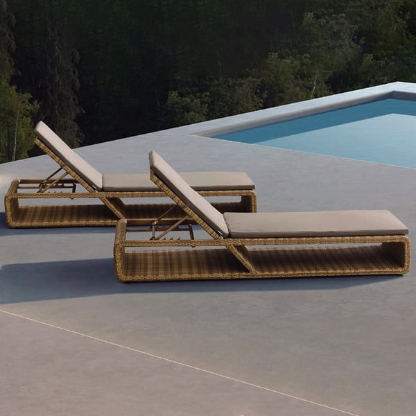 Outdoor PE Rattan Lounge Chair with Removable Cushion and Adjustable ...