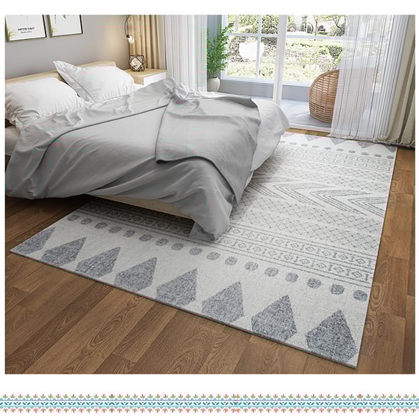 Modern Bohemian Style Geometric Gray Rectangle Area Rug | Homary