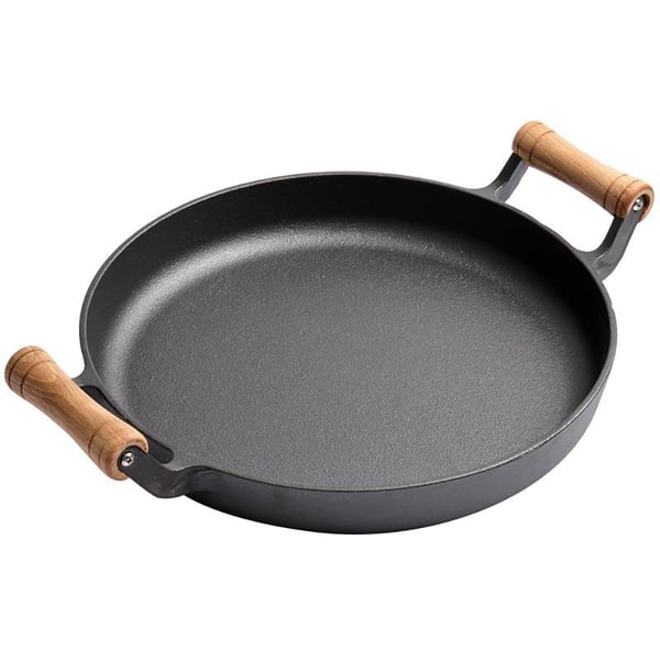 Cast Iron Frying Pan Pancake Pan with Double Wood Handle-Homary