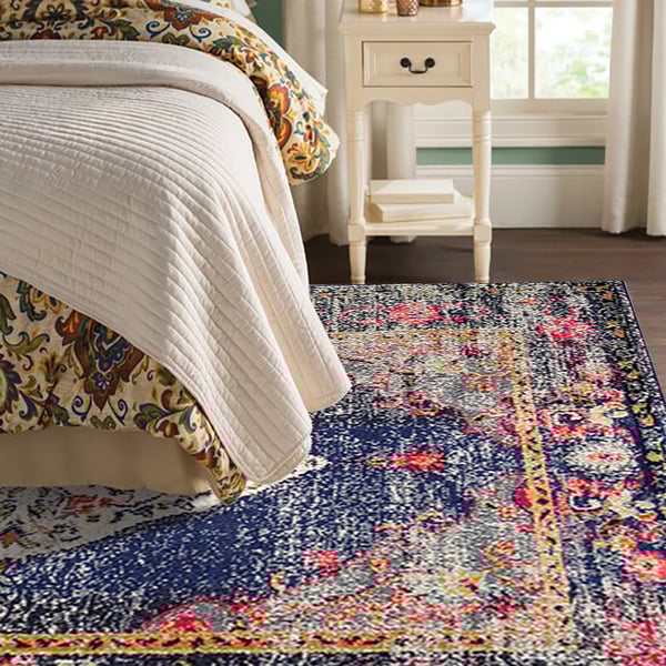 1500mm × 2400mm Retro Ethnic Style Multi-coloured Rectangle Area Rug-Homary