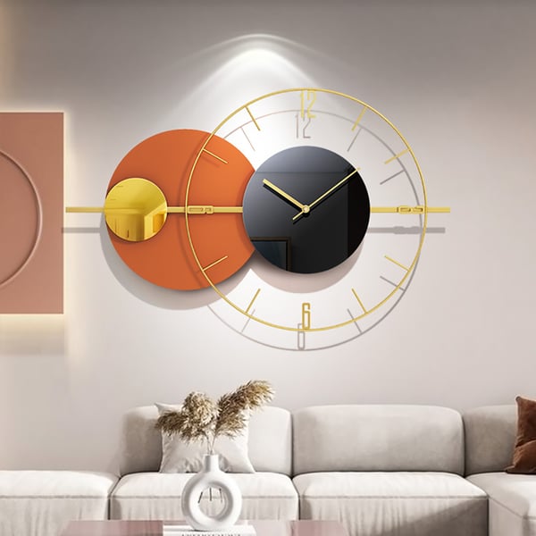 Gold & Black Minimalist Modern Round Design Metal Large Wall Clock ...