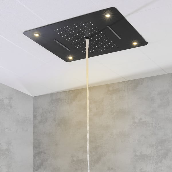 Ensemble de douche LED noir mat au plafond avec douchette et inverseur ...