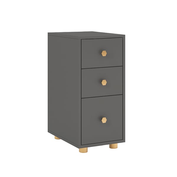 800mm Modern Deep Grey Storage End&Side Table with 3 Drawers & Shelves ...
