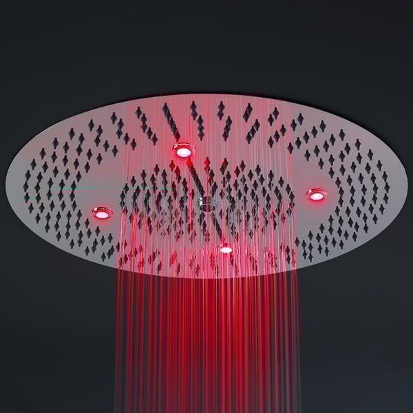 Chrome Round LED Shower Head 4 Function Shower System with Thermostatic ...