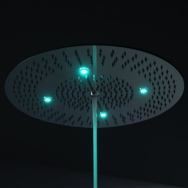 Chrome Round LED Shower Head 4 Function Shower Set with Thermostatic ...