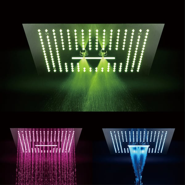 16" Square Ceiling Showerheads 3 Function 304 Stainless Steel Bathroom ...