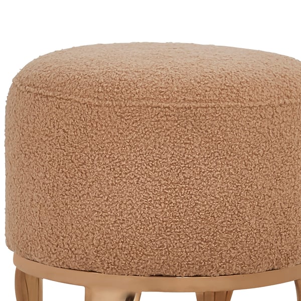 Modern Lamb Wool Upholstered Stool Ottoman Seat with Gold Metal Legs-Homary