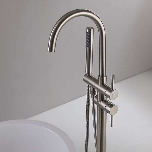 Brewst Modern Brushed Nickel Freestanding Bathtub Faucet Hand Shower ...