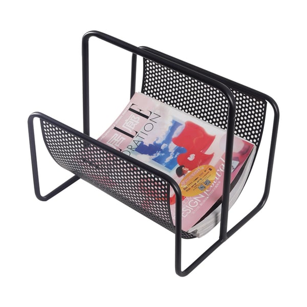 Modern Magazine Rack with Handle in Black-Homary