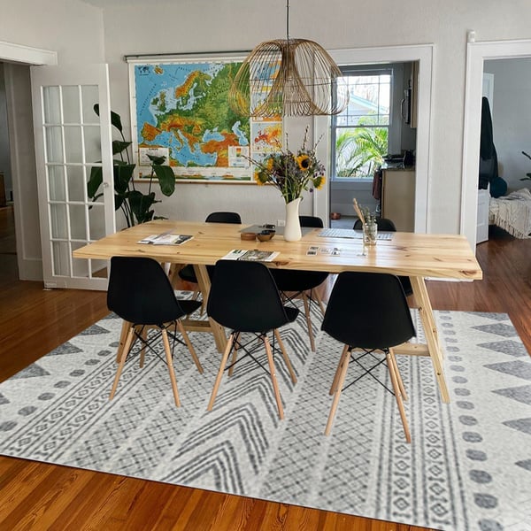 Modern Bohemian Style Geometric Gray Rectangle Area Rug | Homary