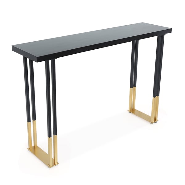 Hover 63" Black Rectangle Indoor Bar Table Stainless Steel in Gold | Homary