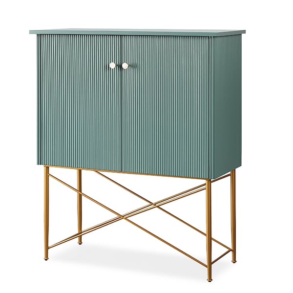 Italian Green Display Cabinet 39" 2-Door Cabinet X-Shaped High Base ...