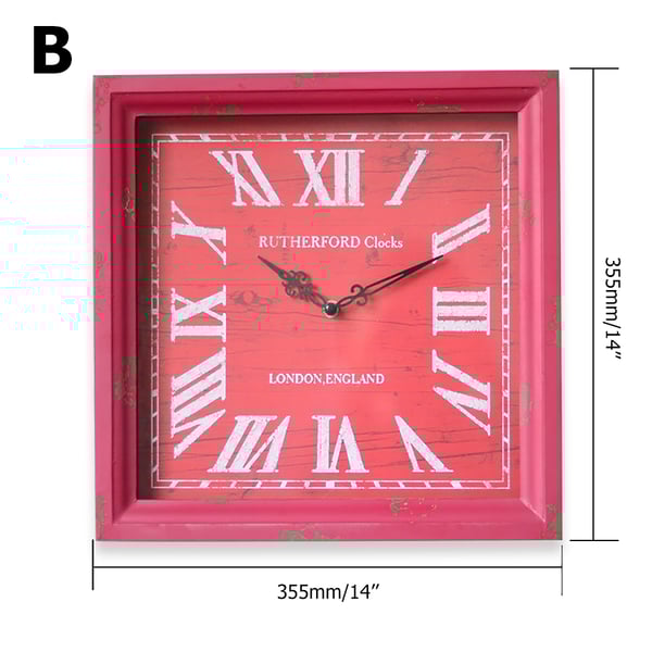 14" Square Wooden Frame Retro Wall Clock with Roman Numbers | Homary