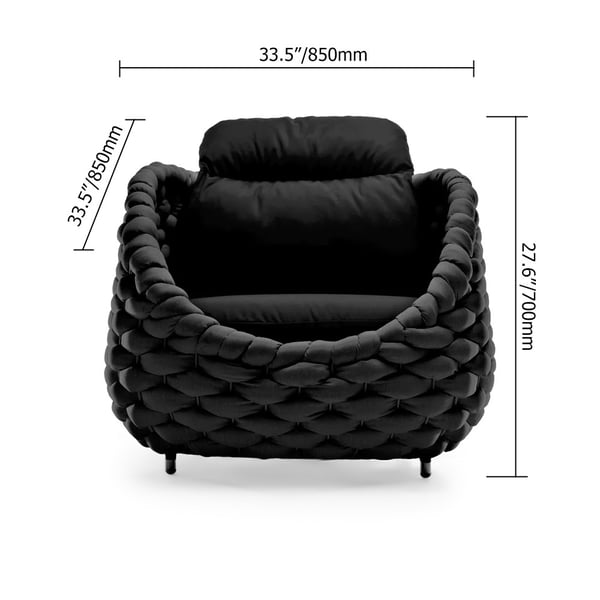 Textilene Rope Woven Outdoor Accent Chair with Removable Cushion | Homary