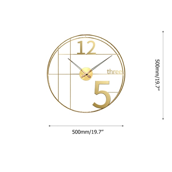 Gold 19.7" Golden 3D Modern Decorative Round Large Wall Clock-Homary