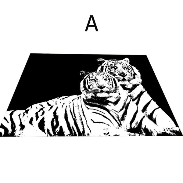 Black and White Animal Print Area Rug 5' x 7' Tiger African Style | Homary