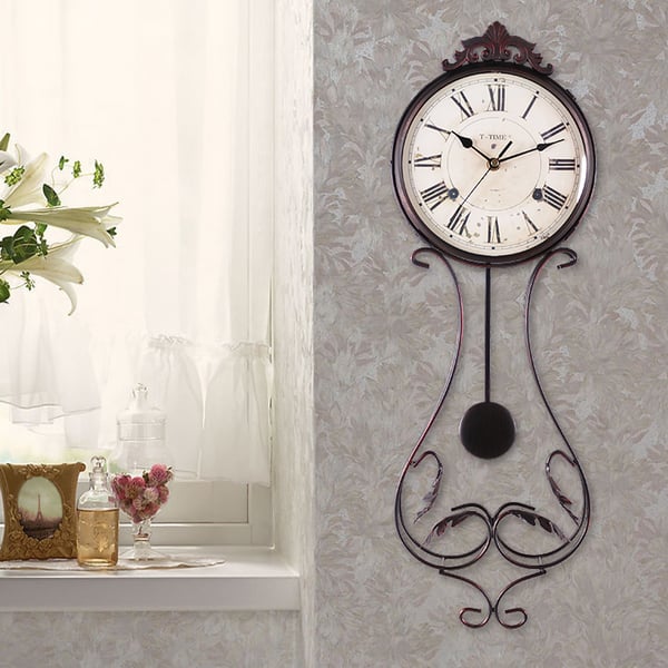 European Retro Style Wall Clock with Unique-Design Pattern Metal Frame ...