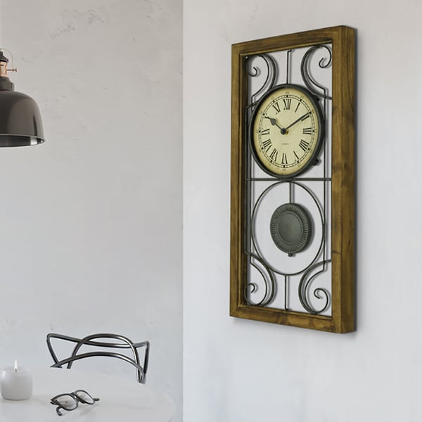 Retro Geometry Wall Clock with Rectangular Wooden Frame | Homary UK