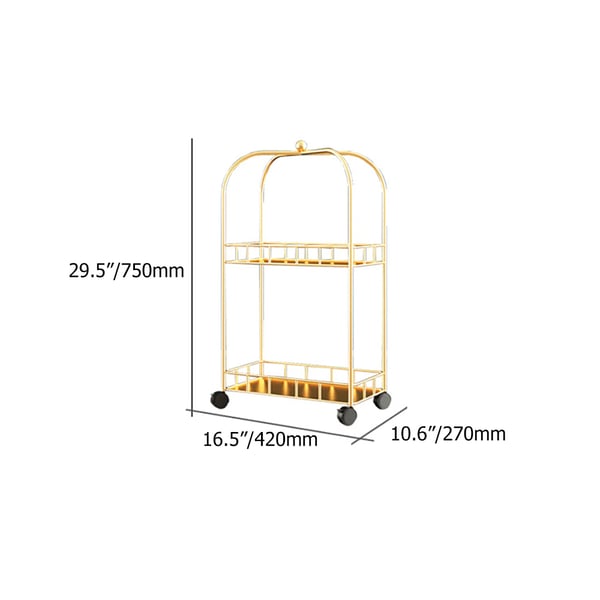 2 Tier Modern Gold Metal Storage Rolling Cart | Homary