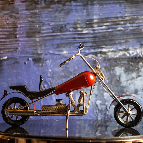 Red Industrial Harley Motorcycle Wine Rack-Homary