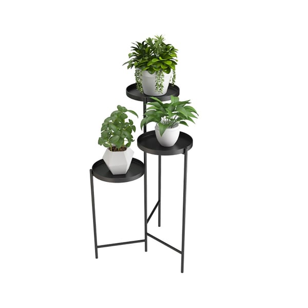 Modern Foldable Indoor Standing Plant Stand in Black with Lid-Black ...