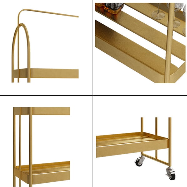 2 Tier Modern Metal Rolling Bar Cart Storage Rack | Homary