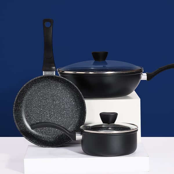 5 piece Aluminum Nonstick Cookware Set with Lids-Homary