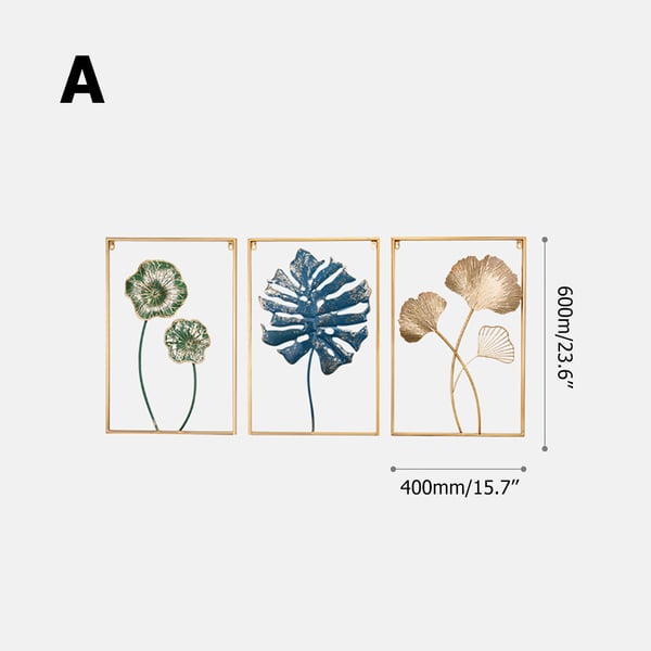 3 Pieces Natural Style Delicate Botanic Metal Wall Decor with ...
