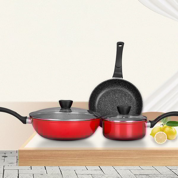 5 piece Aluminum Nonstick Cookware Set with Lids-Homary