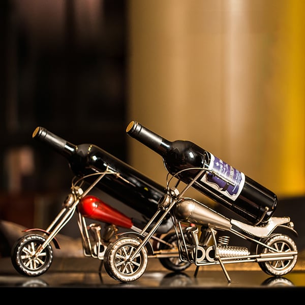 Red Industrial Harley Motorcycle Wine Rack | Homary UK