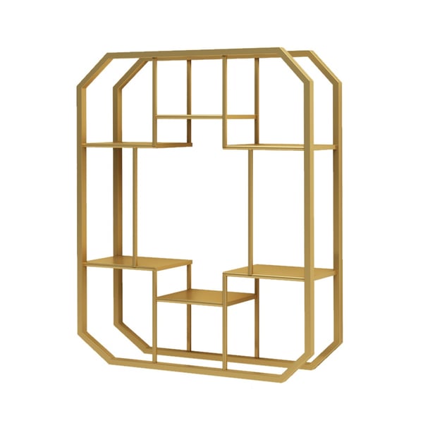 Modern Geometry 6-Tiered Floating Shelves for Study in Gold | Homary UK
