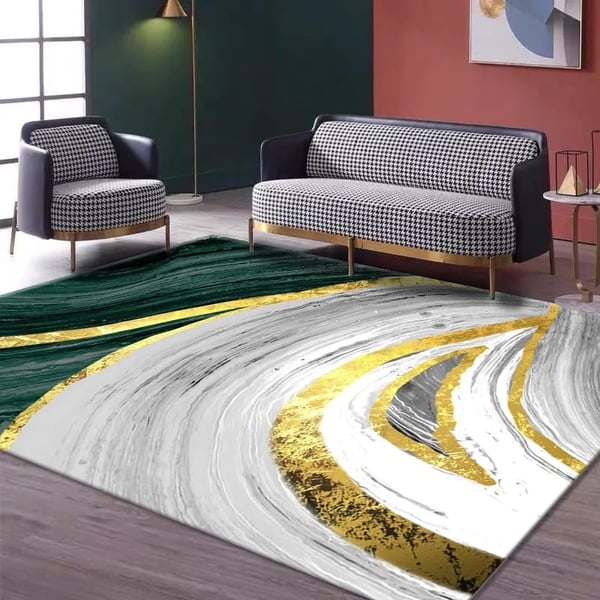 Green/Black Modern Abstract Rectangle Indoor Area Rug 3'x5'-Homary