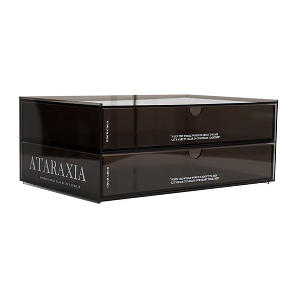 Acrylic 2 Tiers Desktop Organizer File Box with Storage Drawers | Homary