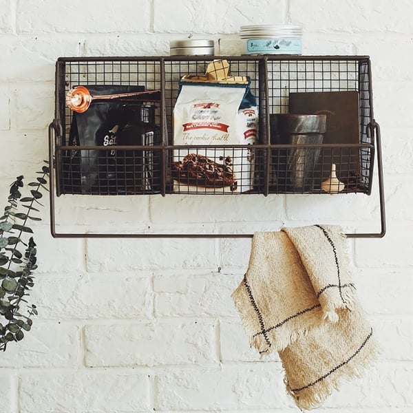 Retro Floating Storage Bin Desk Organiser with Handle | Homary UK