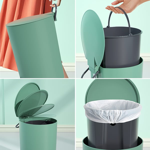 Stylish Office Living Room Garbage Step On Trash Can 2.64 Gallon-Green ...