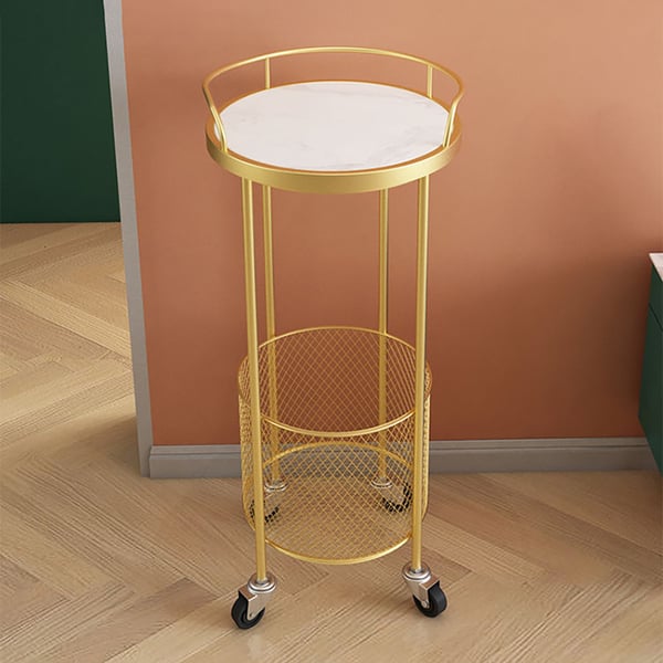 Gold Modern Rolling Storage Cart Bath Cart Side Table-Homary