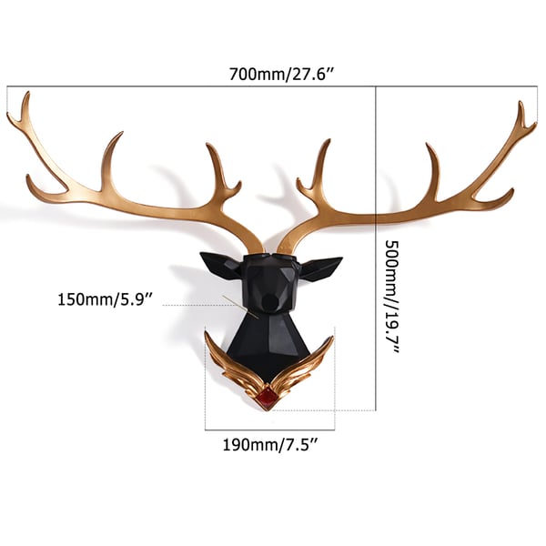 Ceative Luxury Deer Head Sculpture Wall Decor Home Resin Statues Art-Homary