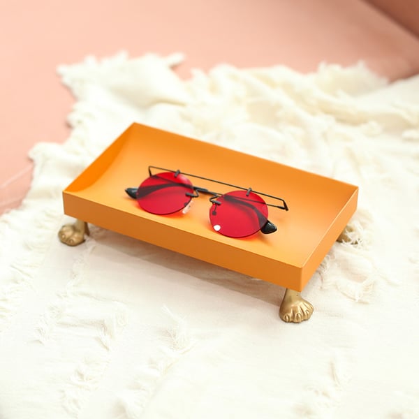 Metal Entryway Key Tray Desktop Organiser Creative Storage Decor-Homary