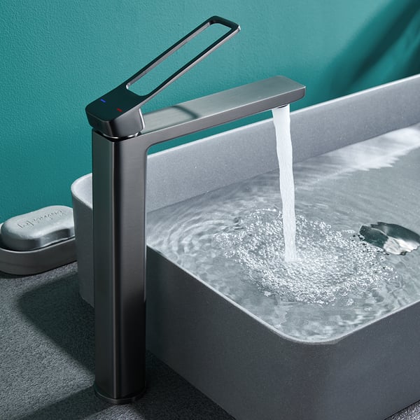 Gunmetal Single Lever Handle Bathroom Countertop Tap Monobloc Solid ...