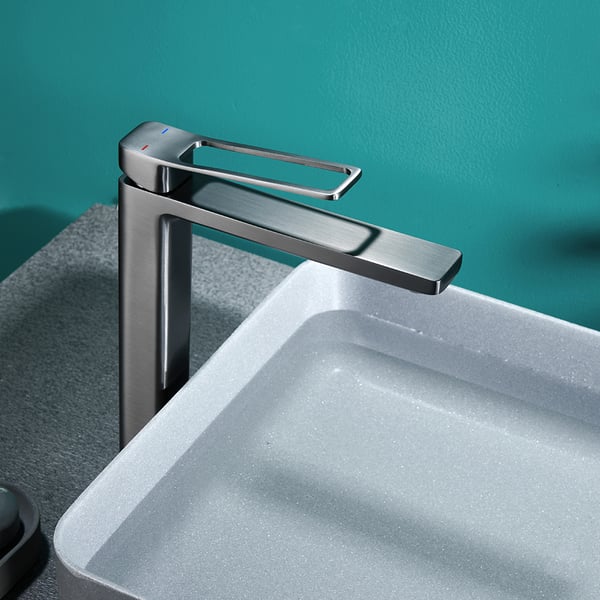 Gunmetal Single Handle Bathroom Countertop Tap1-Hole Solid Brass ...