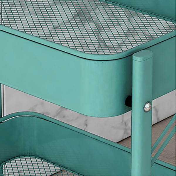 Foldable 3-Tier Bathroom Storage Shelves Rolling Wheels Cart Rack-Pink ...