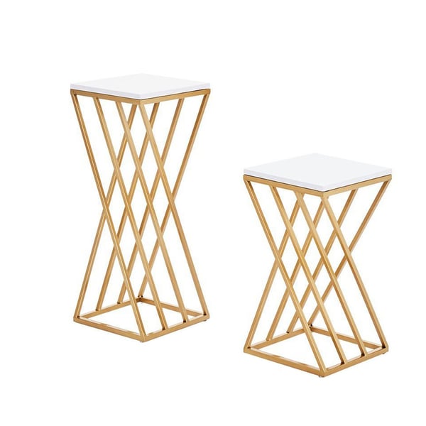 Large Chic Standing Rectangular Plant Stand in White | Homary