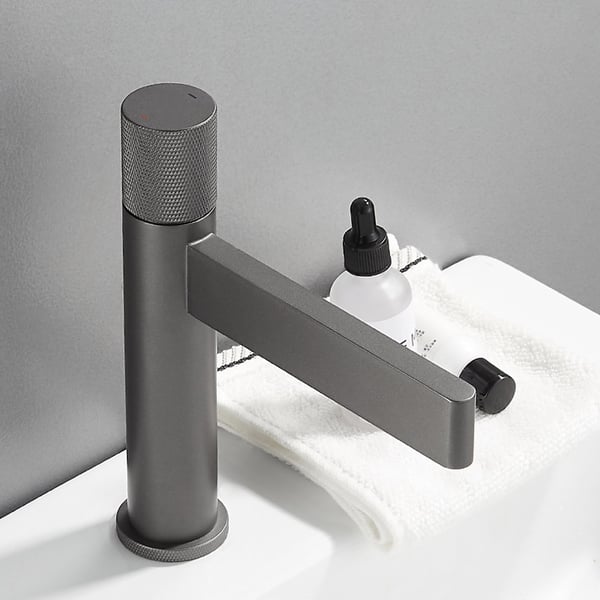 Waterfall Bathroom Basin Tap in Grey Solid Brass Single Lever Handle-Homary