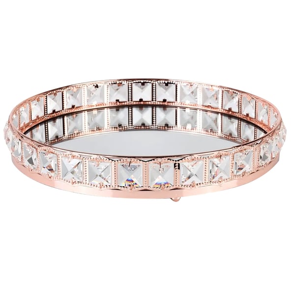 Modern Crystal Decor Tray Vanity Tray in Rose Gold-Homary