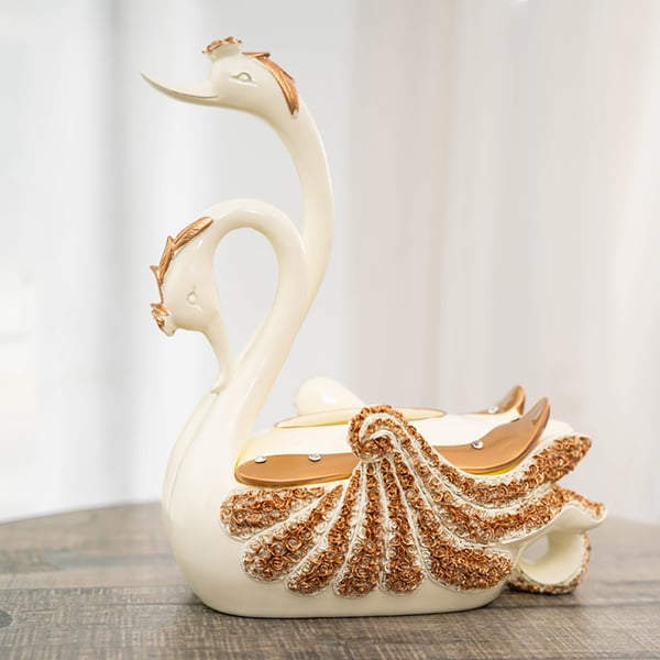 Swan Sculpture Tissue Box Cover in White | Homary UK
