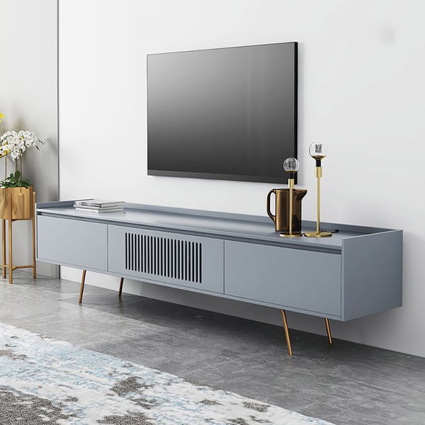 2200mm Grey TV Stand Nordic Media Console with 4 Doors in Large | Homary UK