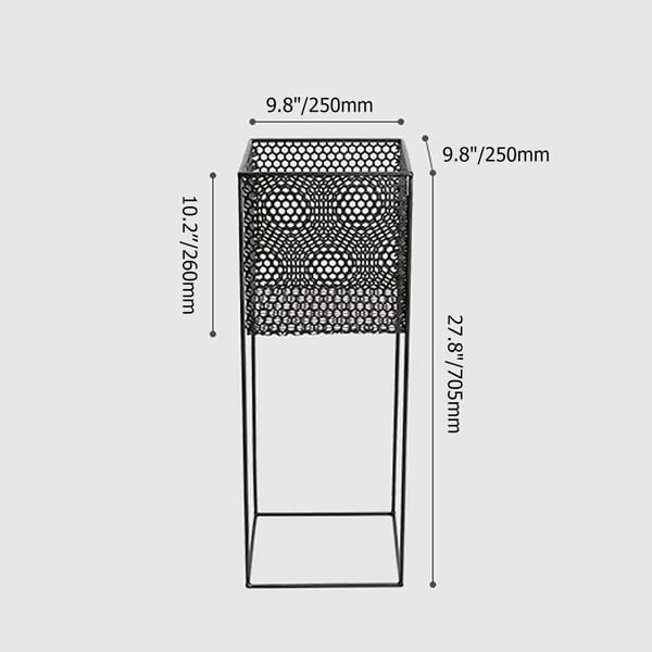 Gold Chic Freestanding Cube Plant Stand in Golden Metal-Gold-Homary