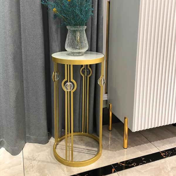 27" White Chic Freestanding Round Plant Stand | Homary