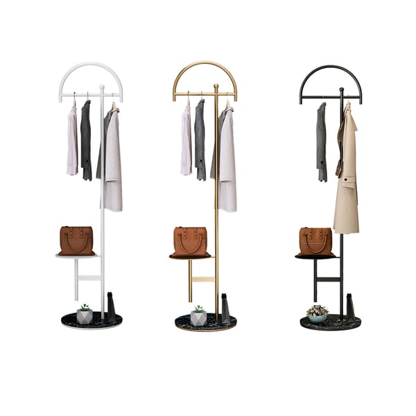 Modern Freestanding Metal Cloth Rack with Table | Homary